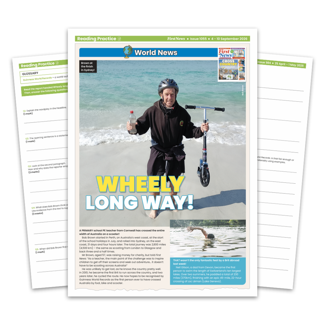 L2 Reading Practice – World News (1,055) | First News Printables